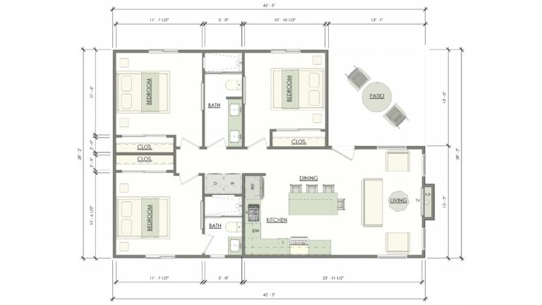3 Bedroom ADU Floor Plans
